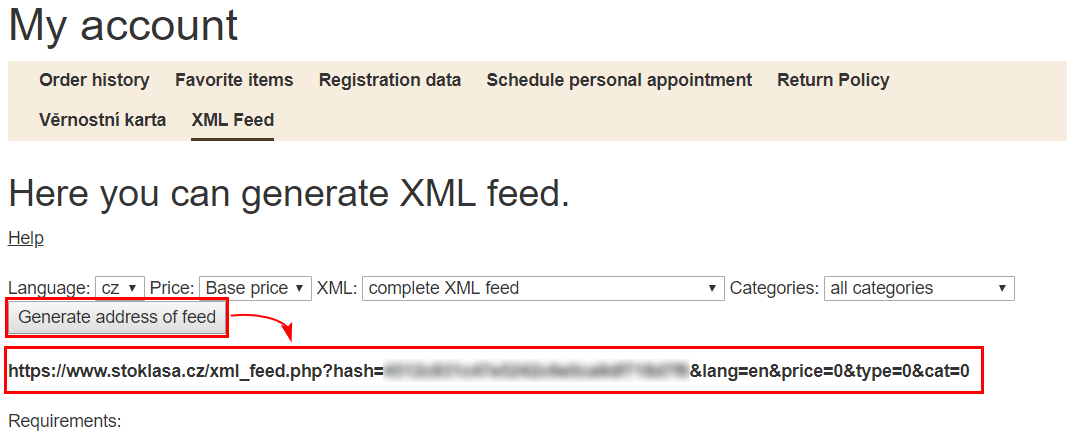 Step by step guide for xml feed | STOKLASA Haberdashery